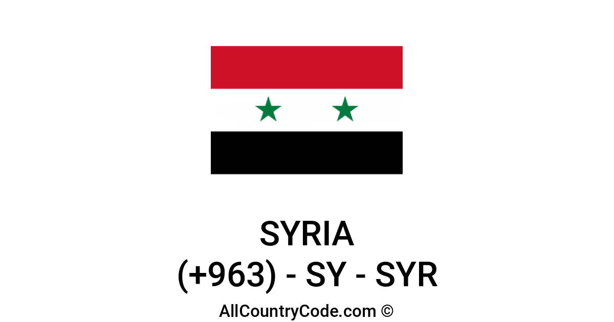 Syria 963 SY Country Code SYR All Country Code Syria 963 SY Country Code SYR All Country Code